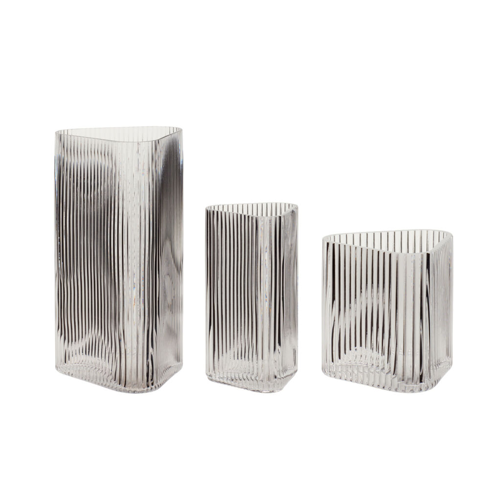 Elements Vases Triangular Clear (set of 3) - Hübsch