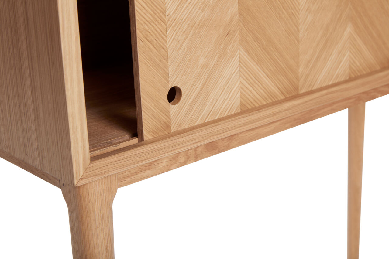 Herringbone Console Table Sliding Doors Natural - Hübsch