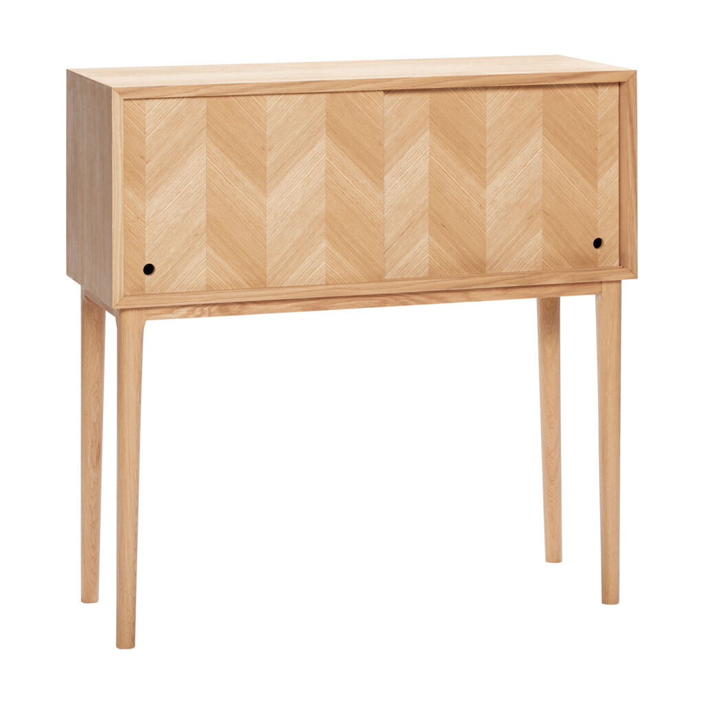 Herringbone Console Table Sliding Doors Natural - Hübsch