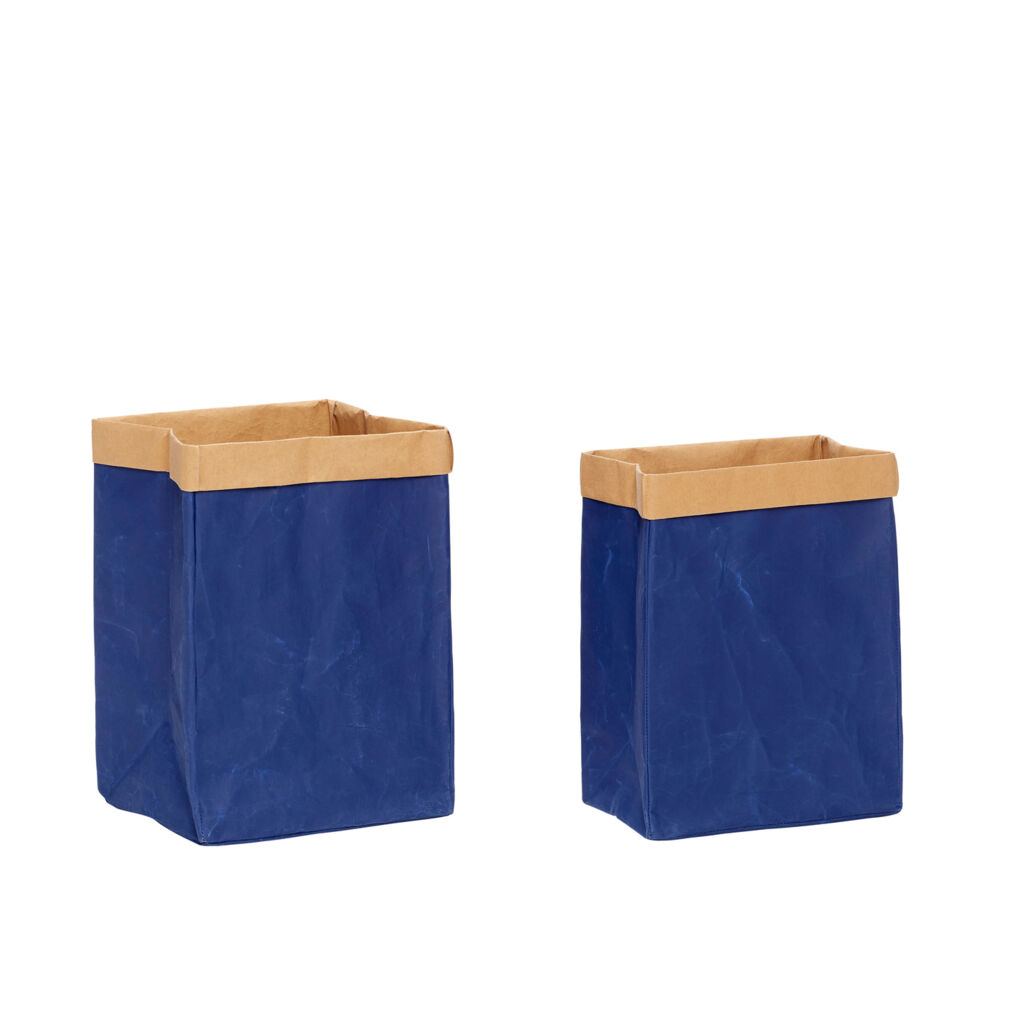 Laundromat Laundry Basket Square Blue/Natural (set of 2) - Hübsch